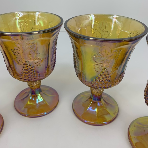 Kitchen | Orange Yellow Carnival Glass Goblets Set Of 4 | Poshmark